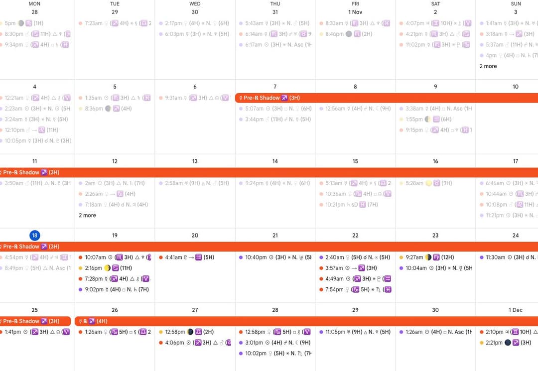 transitcal | personalized astrology calendar